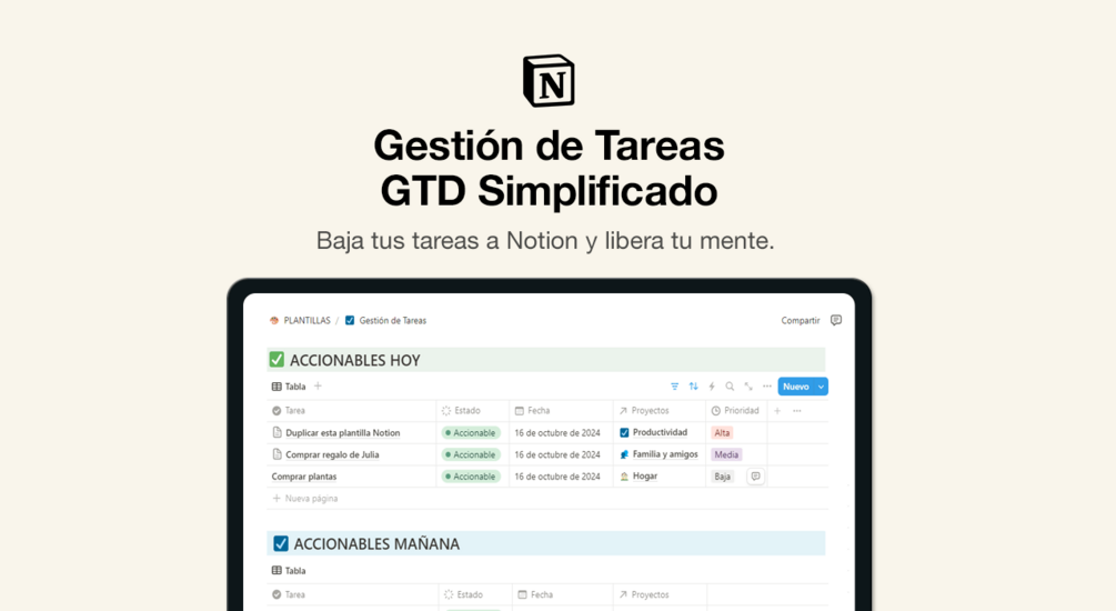 Gestión de Tareas Simplificado GTD