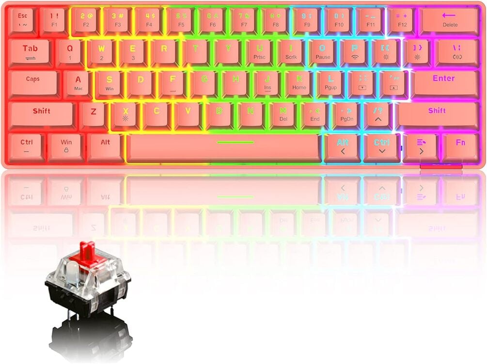 60% Wired/Wireless Mechanical Keyboard Bluetooth 5.0 Keyboard 61 Keys ...