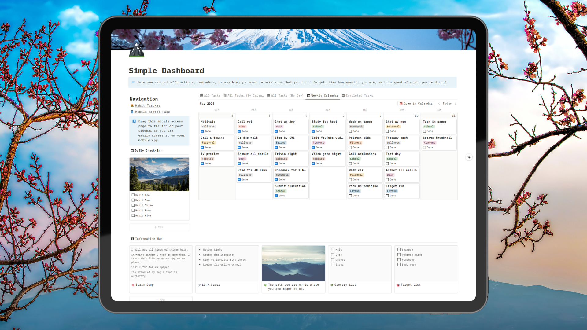 Simple Notion Dashboard [ADHD]
