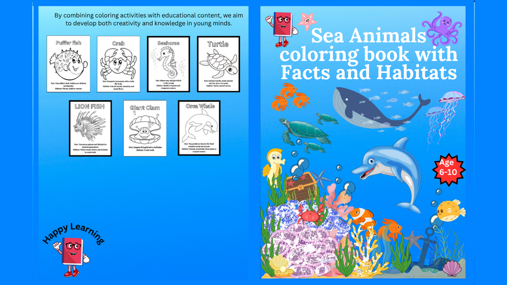 Sea Animal Coloring Book: with facts and habitats