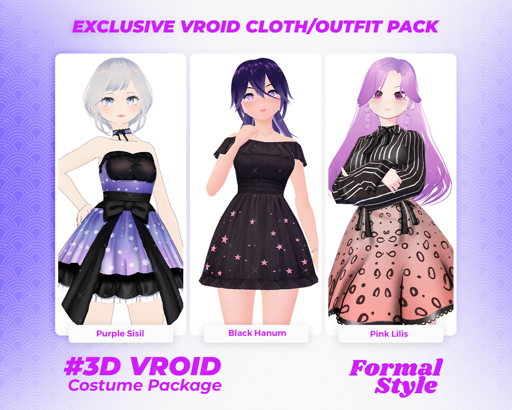 Chic Feminine Outfits for VRoid Streamers - VRoid Clothing Pack ...