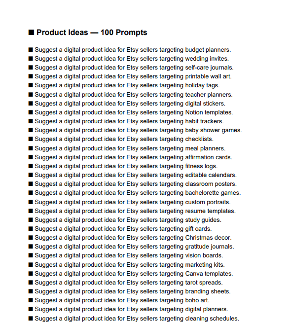 Etsy Prompt Power Pack – 600 AI-Ready Prompts