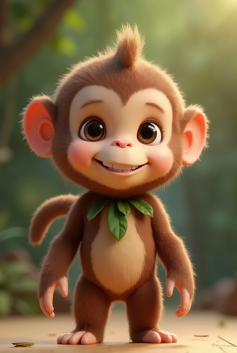 Forest Explorer: Adorable Monkey in Leaf Cloak