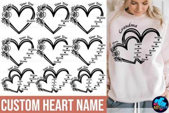 Custom Heart Name Svg Bundle
