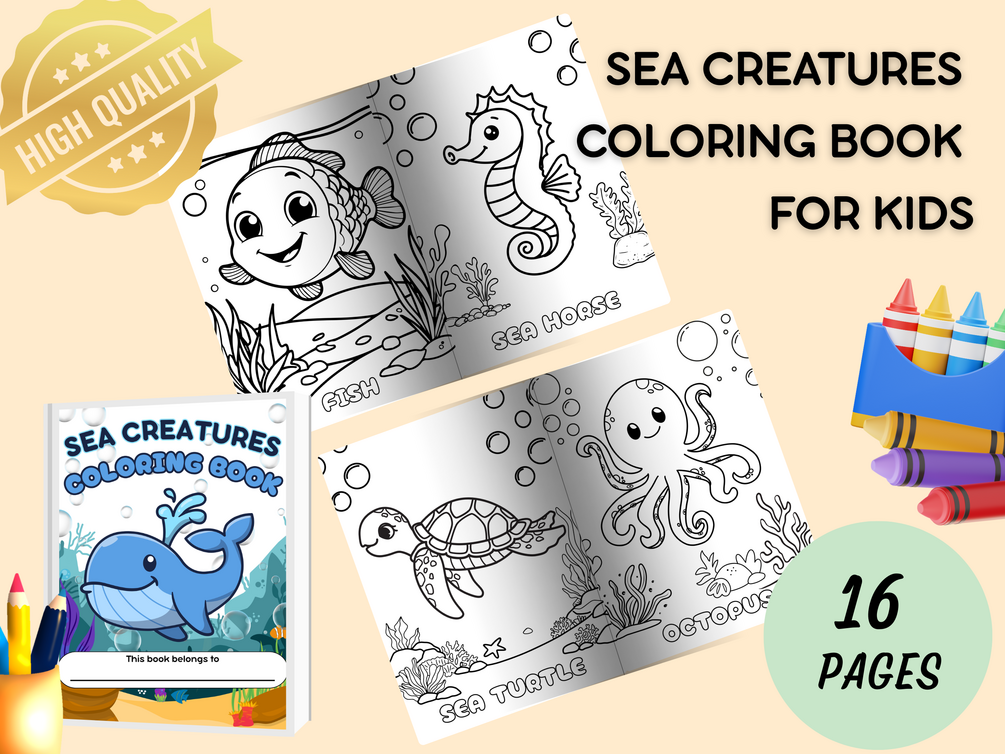 Sea Creatures Coloring Book for Kids Printable