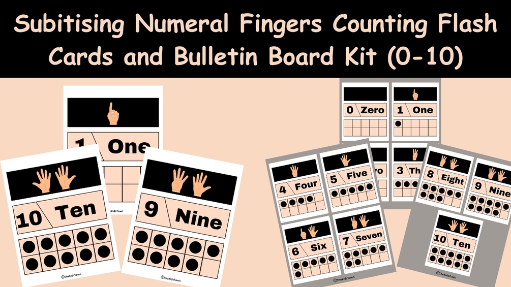 Subitising Numeral Fingers Counting Flash Cards and Bulletin Board Kit ...