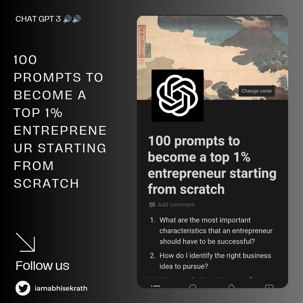 100 prompts to become a top 1% entrepreneur starting from scratch