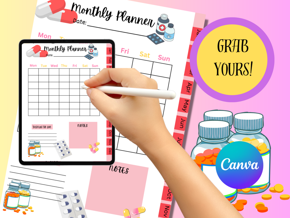 simple cute pharmacy themed digital planner