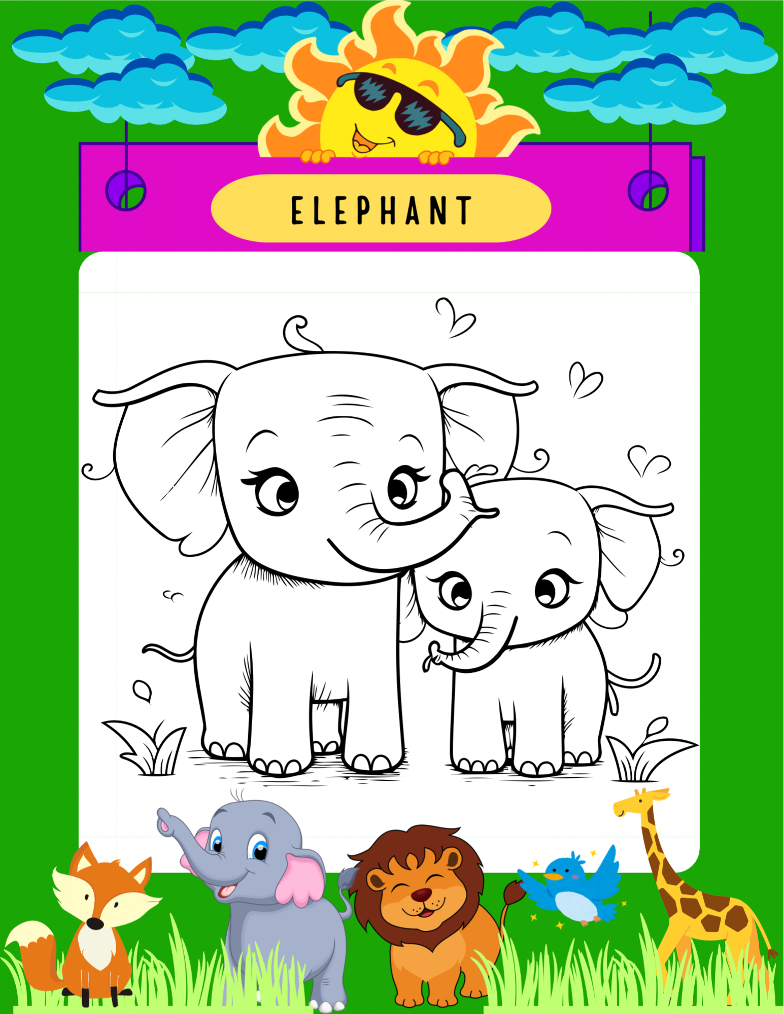 COLORING BOOK - ANIMALS KINGDOM ( editable and printable to canva )