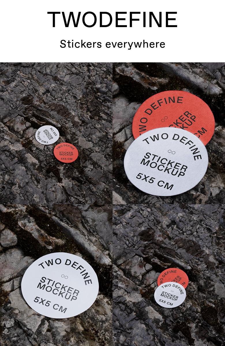Showcase your design - Sticker mockups - TwoDefine