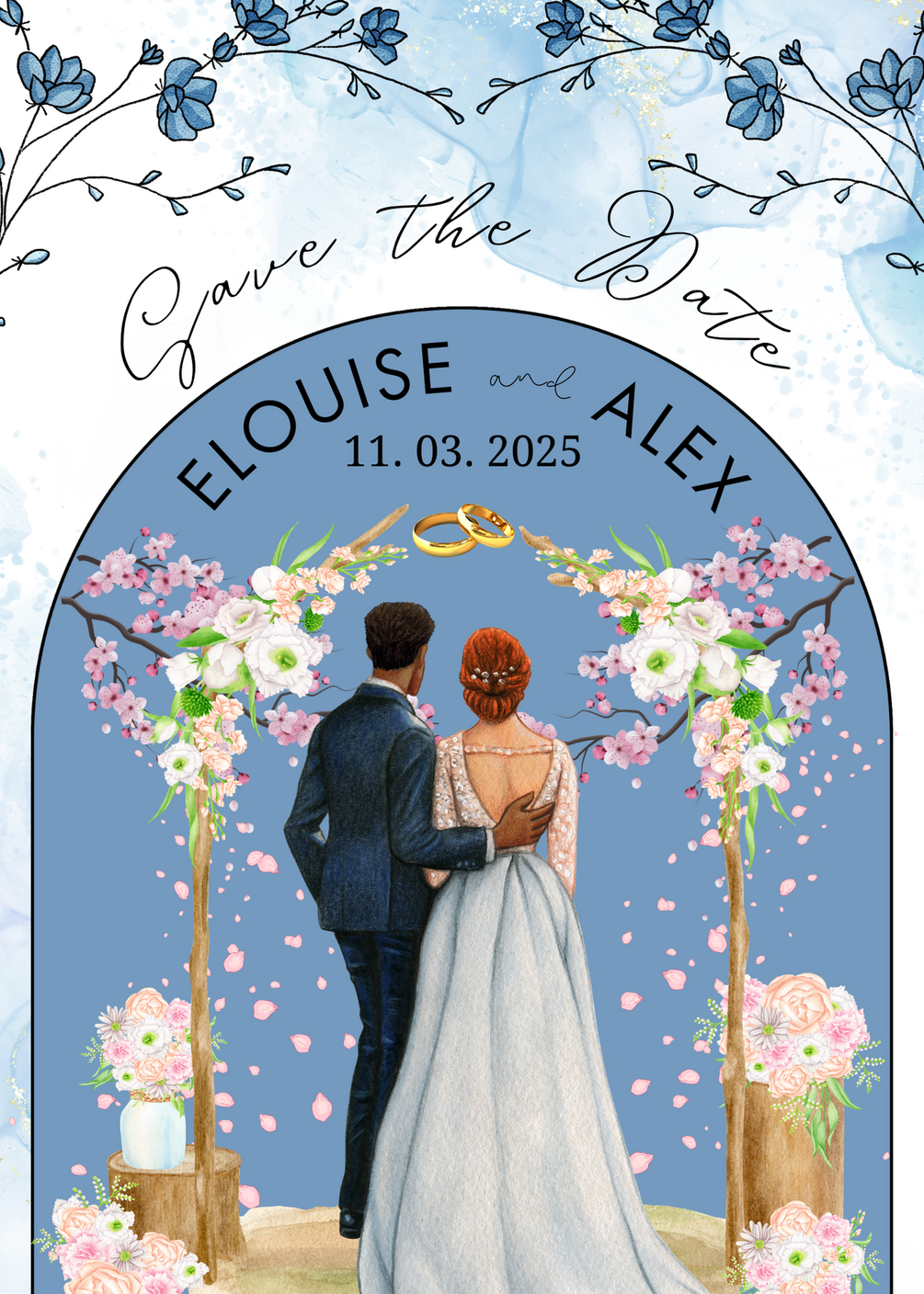 Editable Duty Blue Theme Wedding Invitation Card/ Minimalist Wedding ...