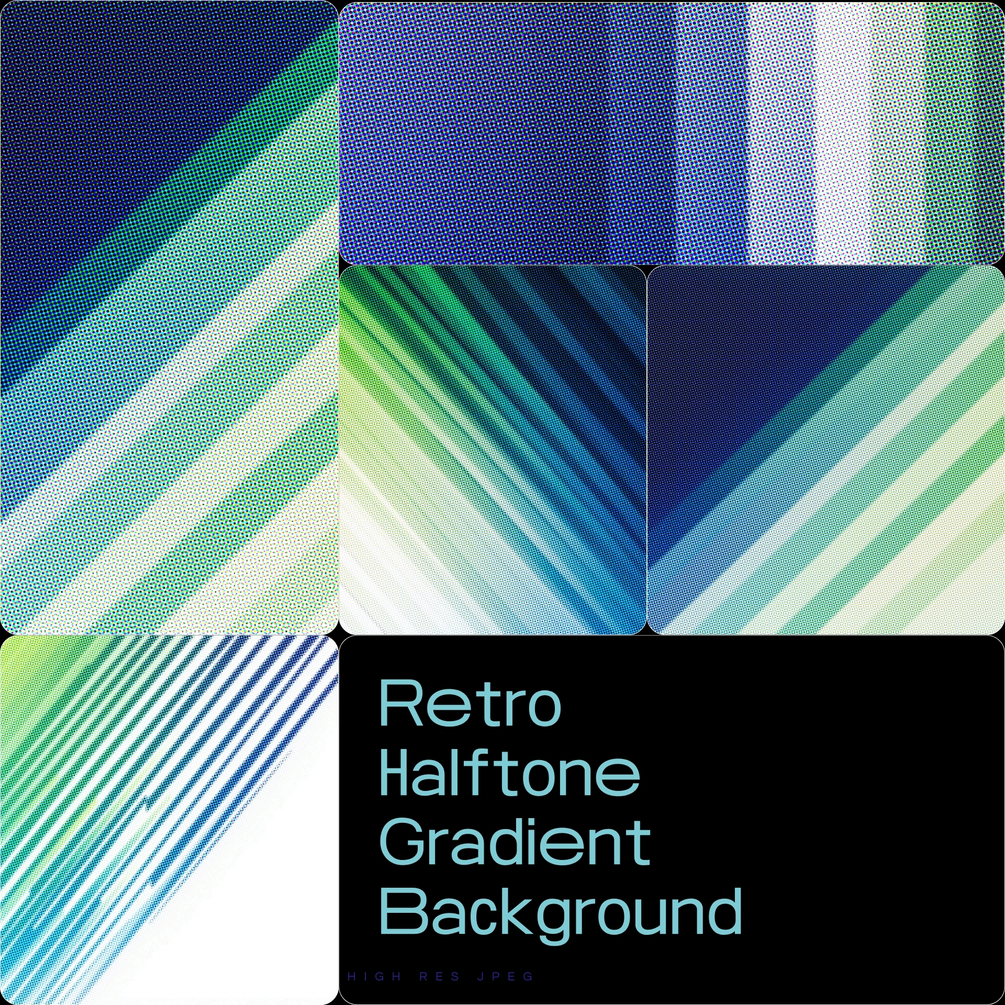 Retro Halftone Gradient Background – High-Resolution Blue-Green ...