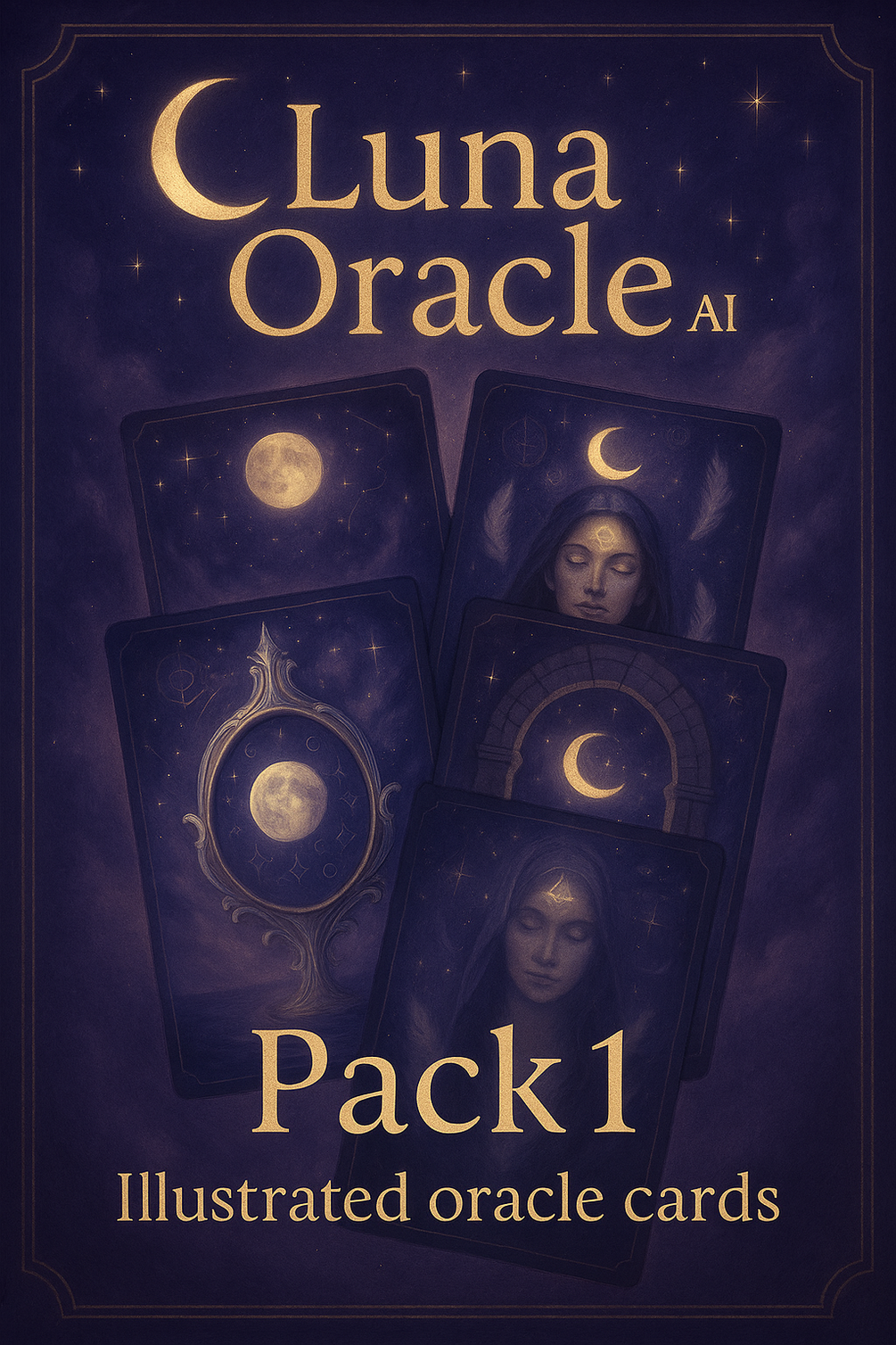 Lunar Oracle – 33 Printable Oracle Cards (AI Art)