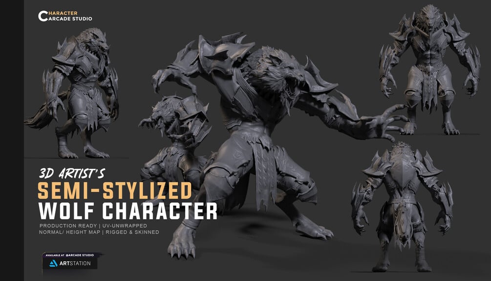 Semi-Stylized Wolf Character | Production Ready | UV's Unwrapped ...