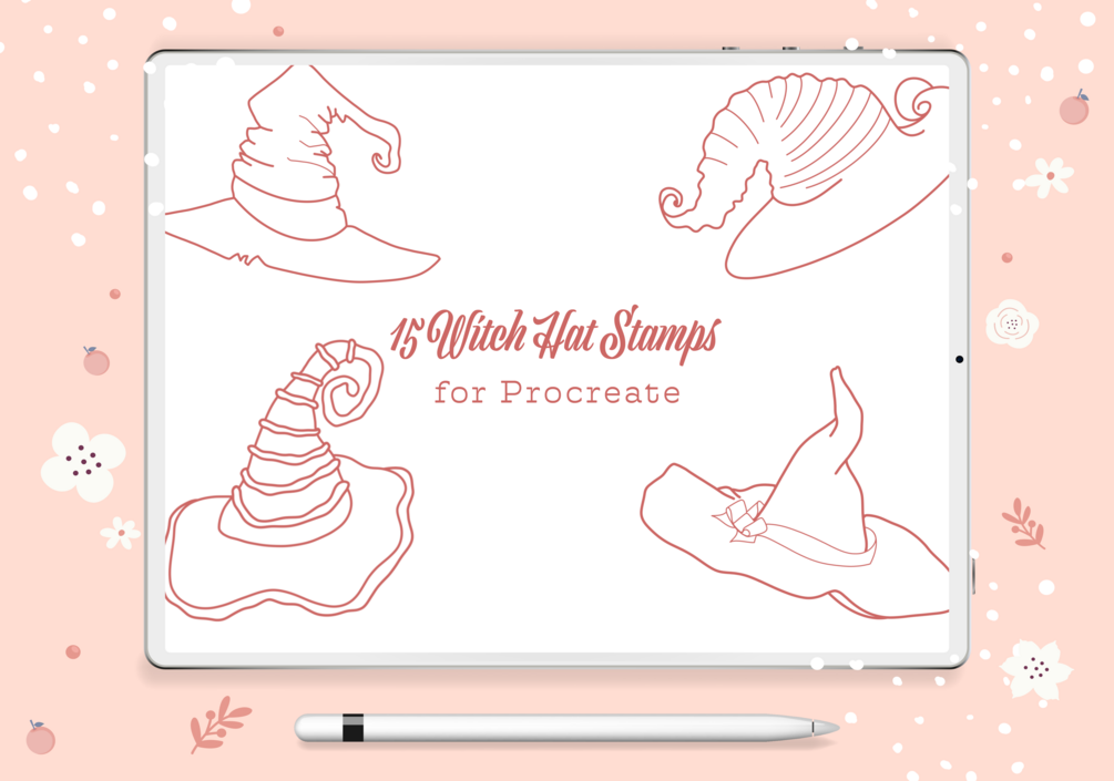 Procreate Halloween Witch Hat Stamps, Procreate Halloween Witch Hat ...