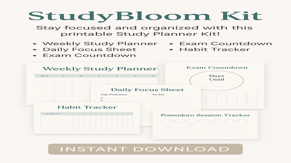 StudyBloom Kit – Printable Study Planner