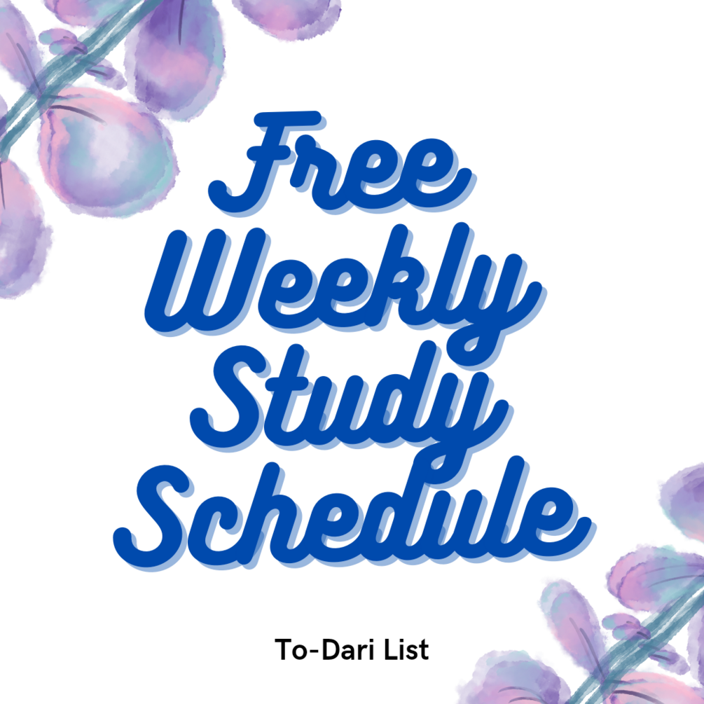  FREE WEEKLY STUDY SCHEDULE 