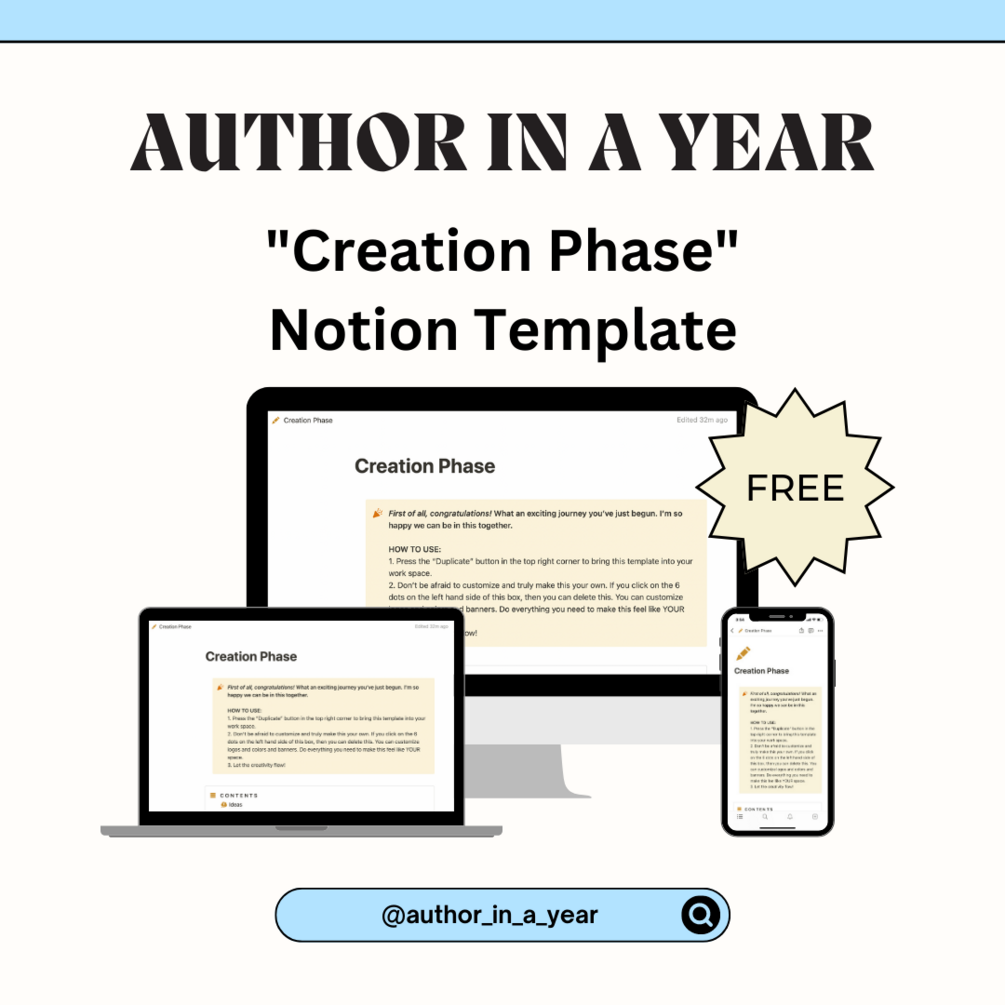 Author in a Year: Creation Phase Notion Template