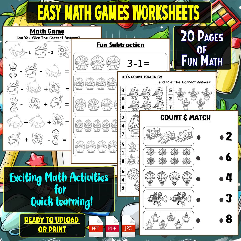 Easy Math Games Worksheets.