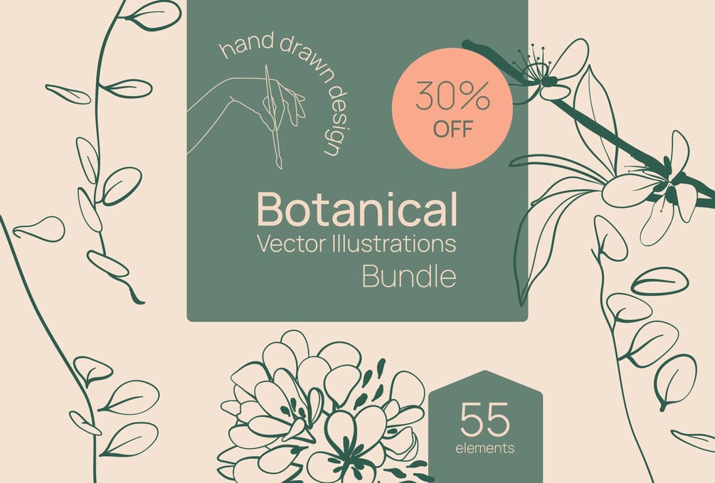 Botanical Vector Illustrations Bundle – Vol. 1 & 2