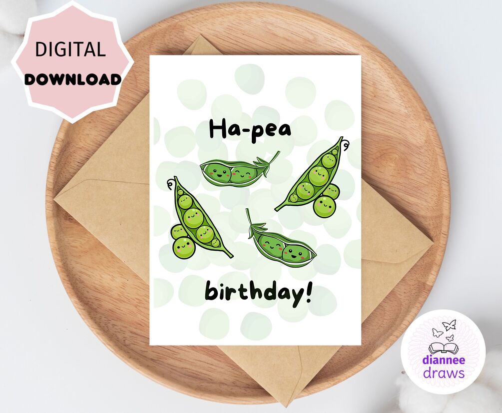 Happy Birthday Card Digital Download and Printable - Ha-pea Birthday ...