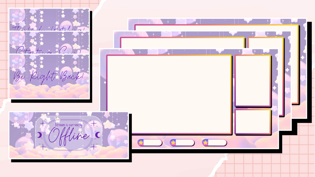 Dreamy Pastel Cloud Stream Overlay Pack – Soft Cozy Twitch Overlays ...
