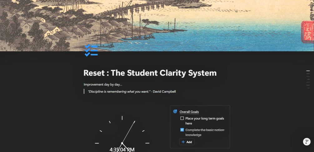 Reset : The Student Clarity System