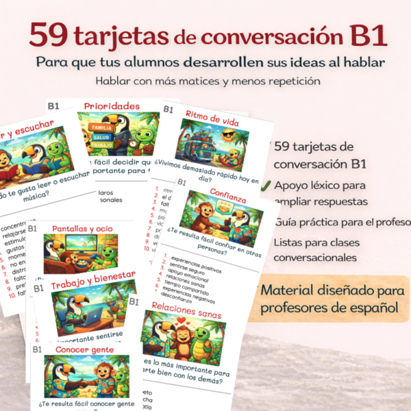 Spanish Conversation Cards Bundle – A2 · B1 · B2, 177 printable ...