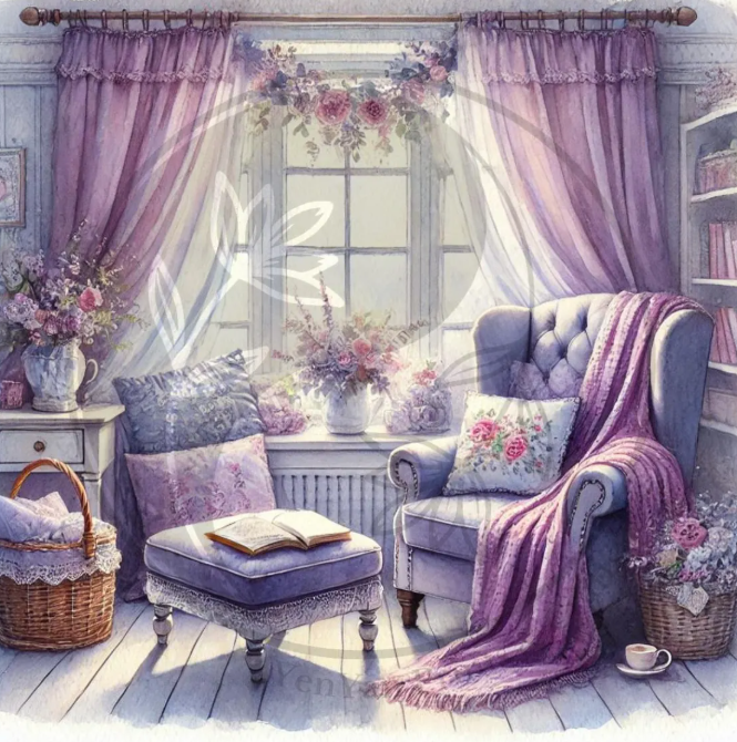 50 Dreamy Purple Cozy Nook Illustration Digital Images Digital Art ...