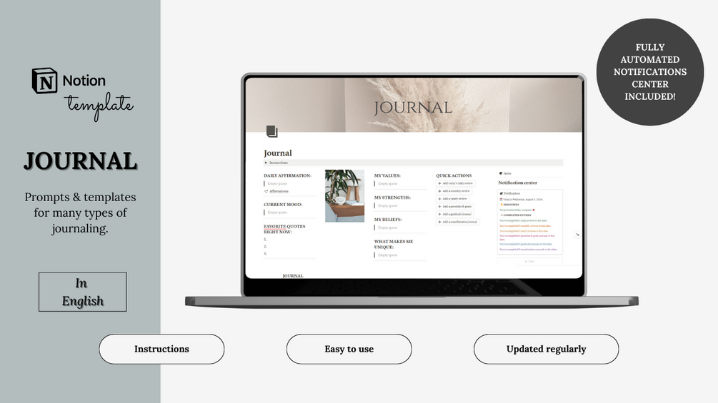 Notion template Personal Journal