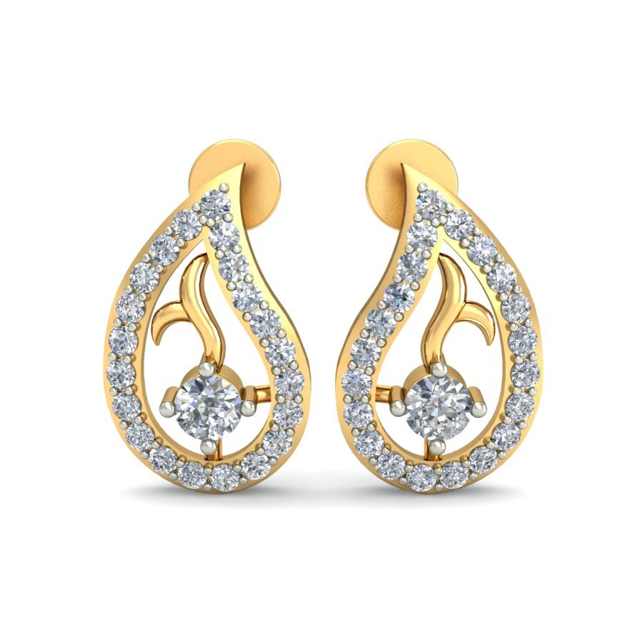 3D Model Gold Diamond Earring P1755