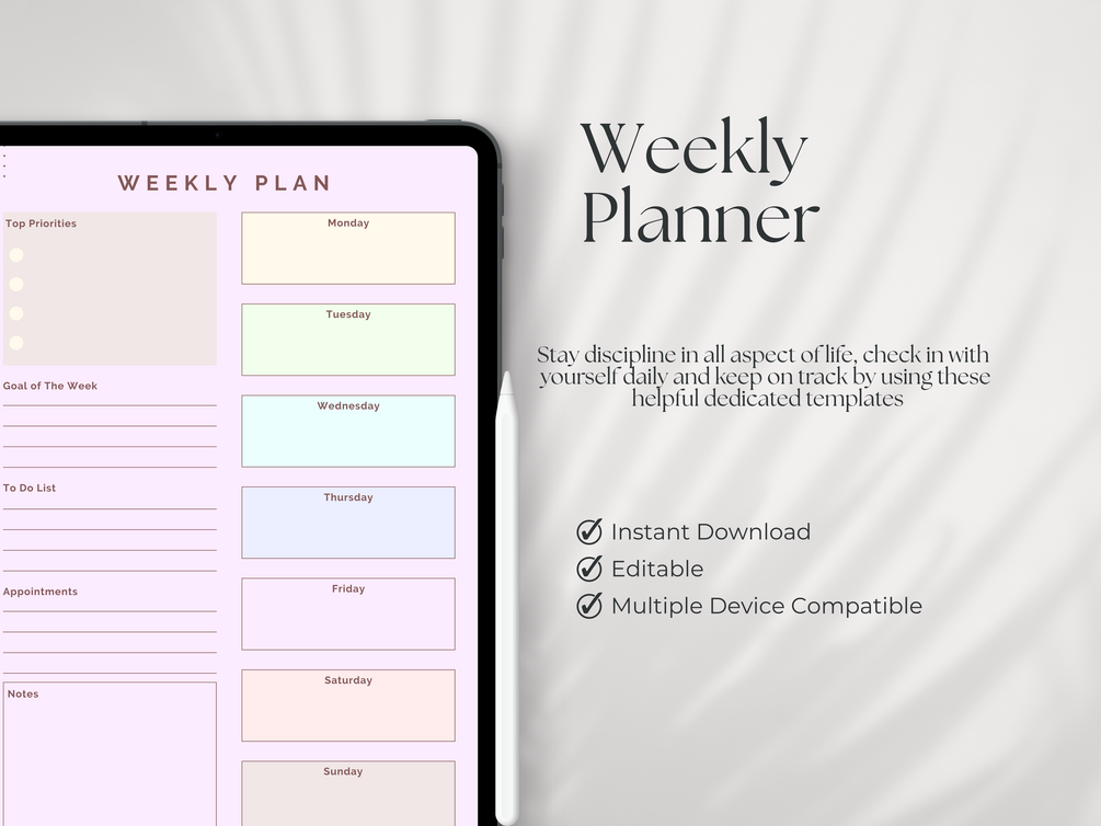 Digital Weekly Planner Template | To-Do List and Schedule | GoodNotes ...