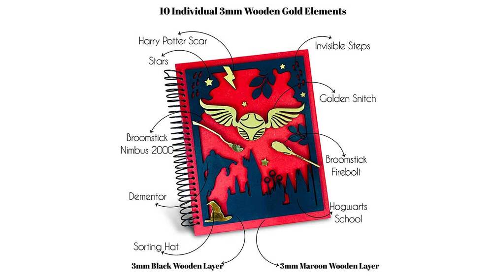 Handcrafted Harry Potter & the Golden Snitch Lined & Bullet Journal ...