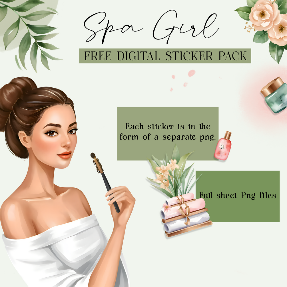 Free Spa Girl Digital Sticker Pack