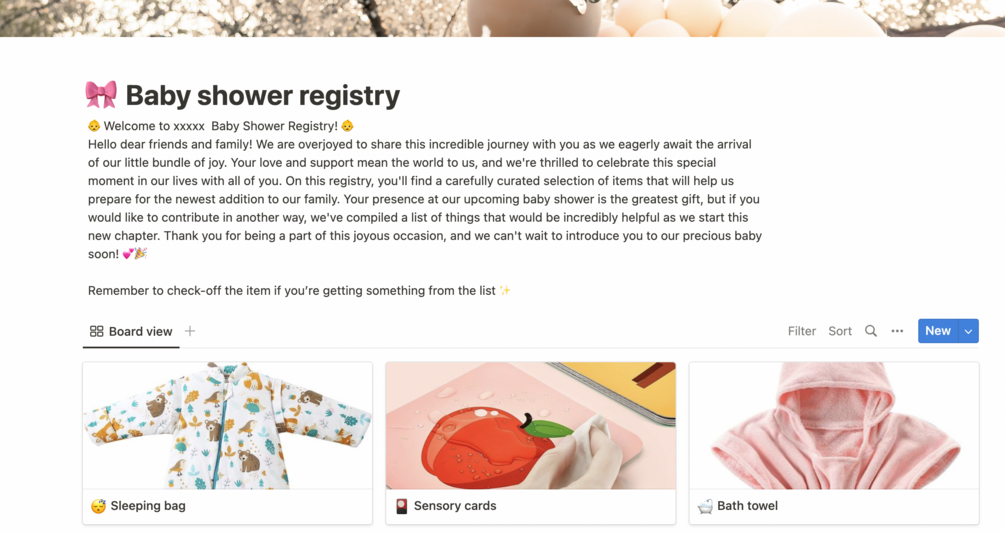 Baby shower registry (girl) 💖