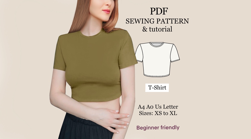 T-shirt easy PDF sewing pattern , fit T-shirt , woman t-shirt , instant ...