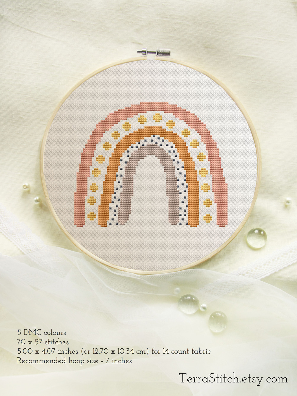 Boho rainbow cross stitch pattern Modern cross stitch PDF for beginners ...
