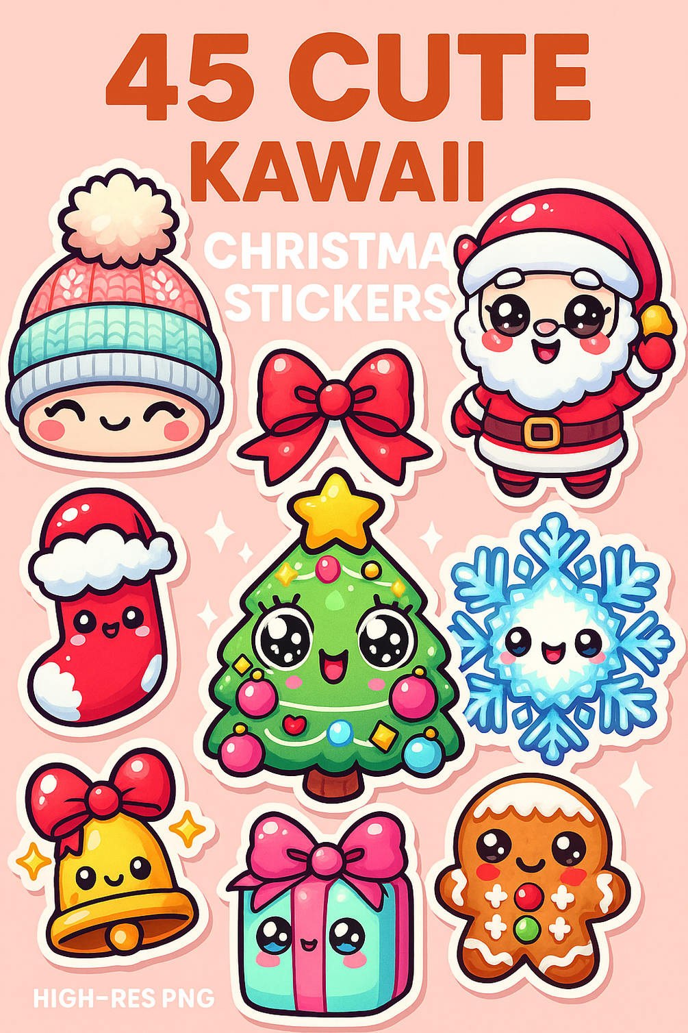 Huge Kawaii Christmas Bundle – 45 Super HD PNG Stickers