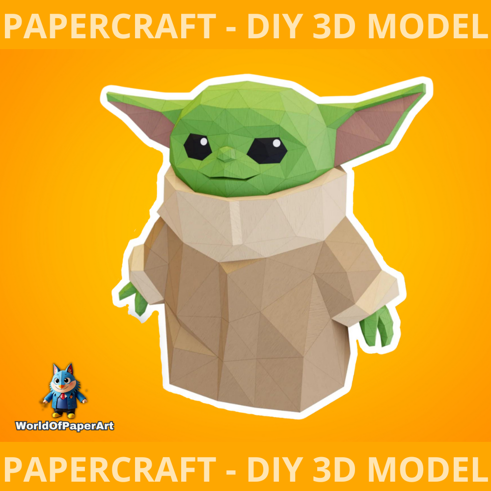 Baby Yoda Papercraft Star Wars Diy Template - DXF, PDF Template - Low ...