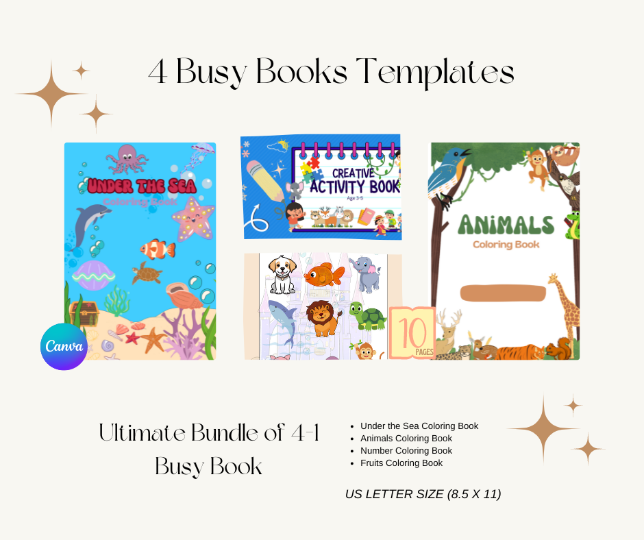 KIDS BUSY BOOK EDITABLE CANVA TEMPLATE