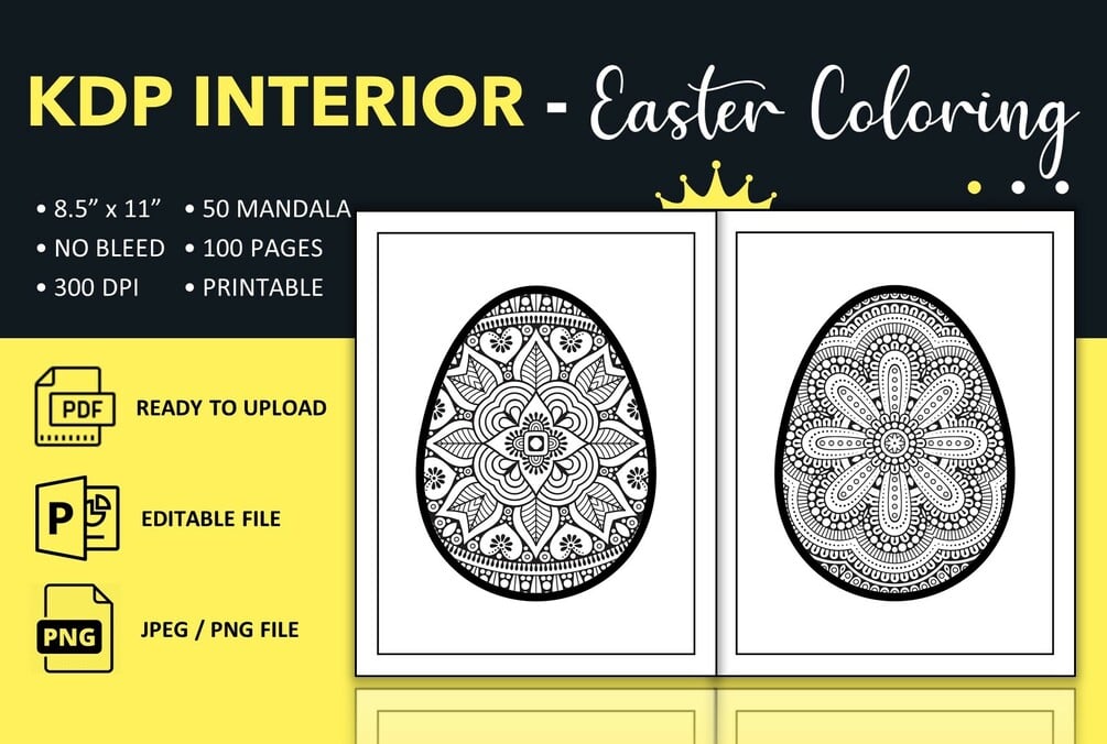 Mandala Easter Coloring Pages - KDP Interior