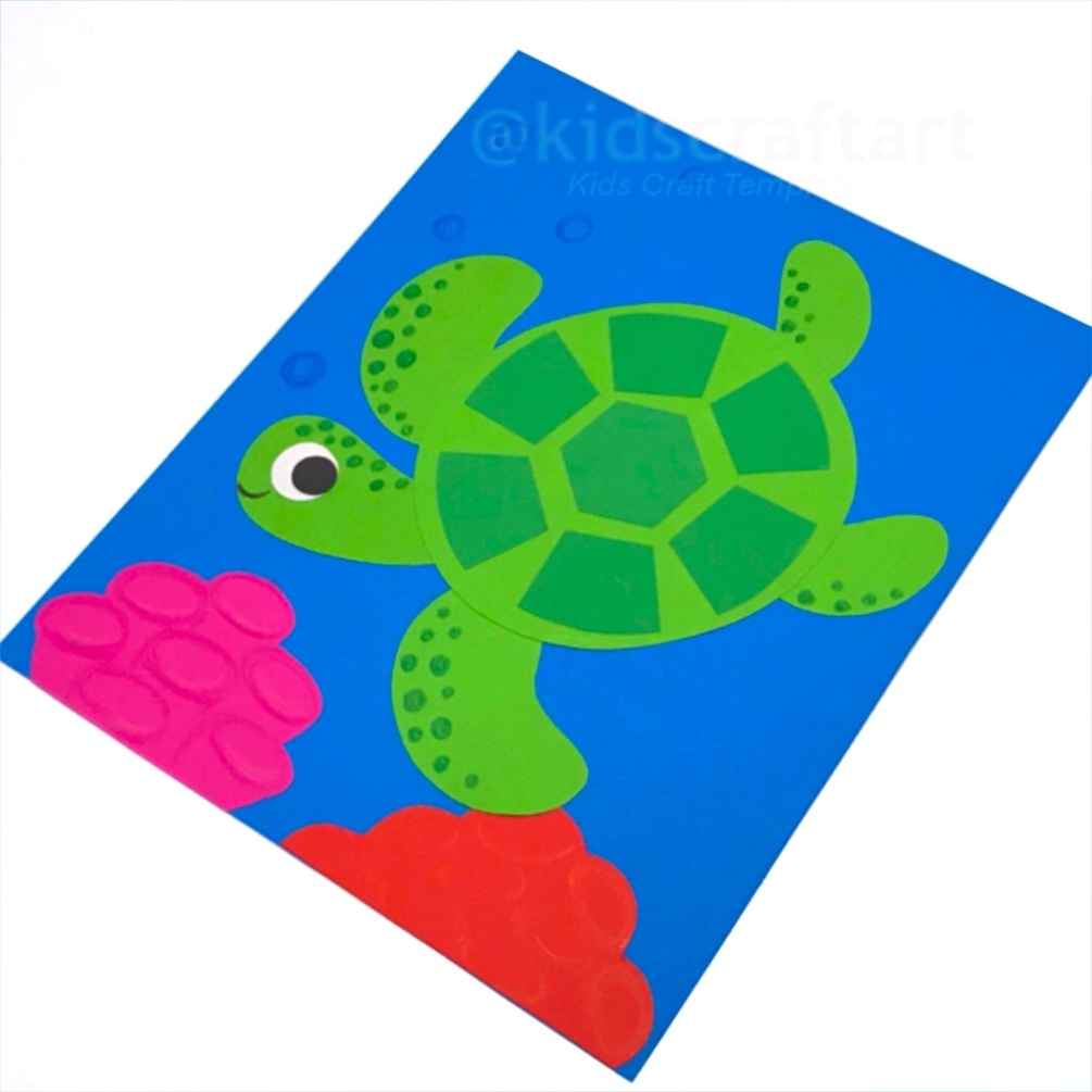 Sea Turtle Ocean Cut and Paste Summer Craft for Kids Sea Habitat ...