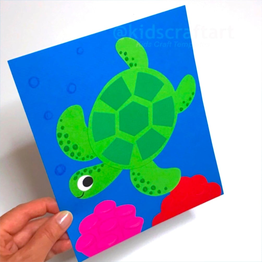 Sea Turtle Ocean Cut and Paste Summer Craft for Kids Sea Habitat ...