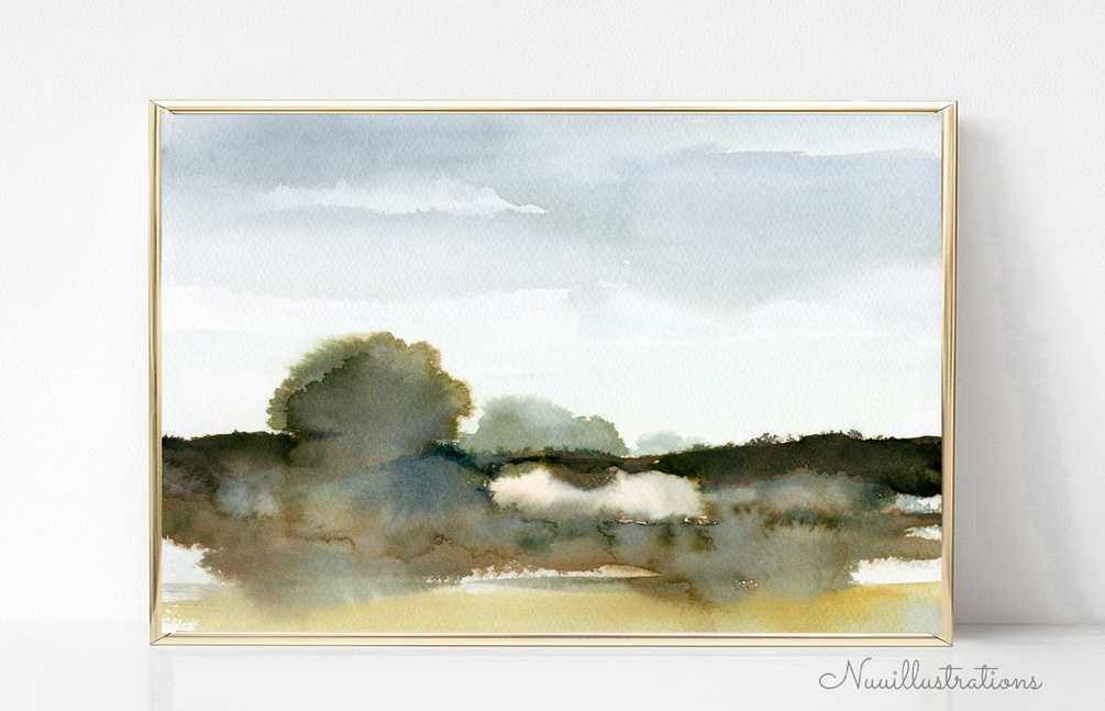 Abstract Neutral Country Landscape Art Print Downloadable Printable ...