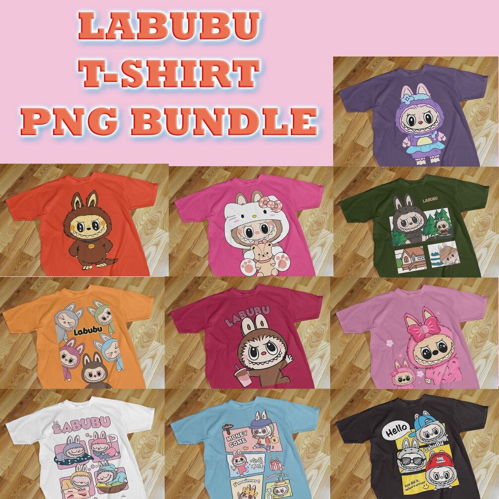 Labubu Sublimation PNG Bundle, Labubu Doll Cartoon T-Shirt Designs ...
