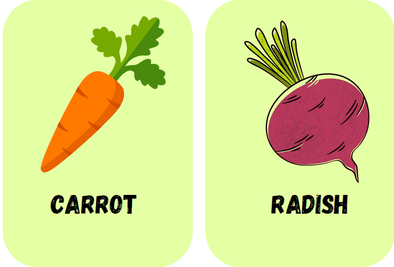 18 Vegetables flashcards