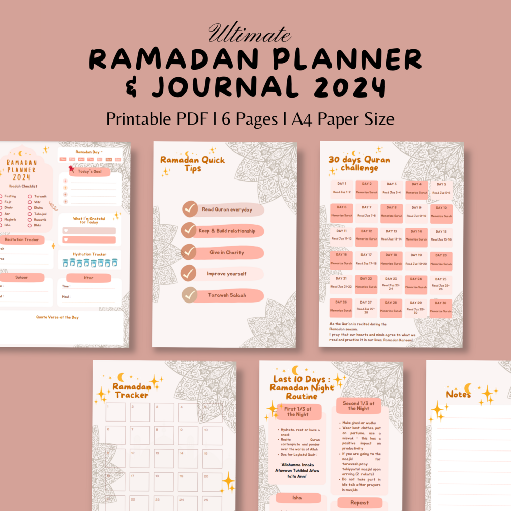 Ramadan Planner 2024 Printable, 2024 Ramadan Tracker PDF, Islamic ...