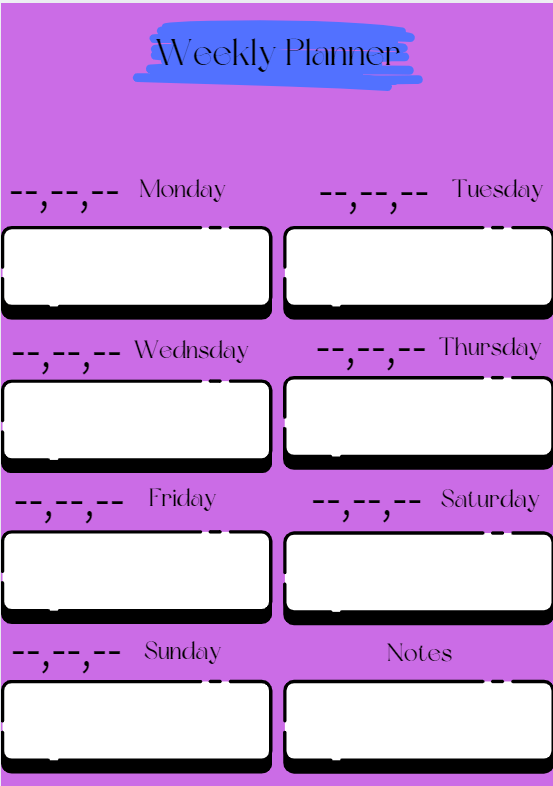 Weekly Planner (Purple)