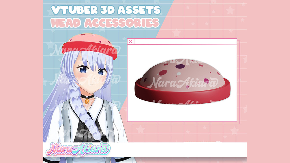 3D Vtuber Assets Head Accessories 36 Red Moonstone Hat Vroid Commission ...