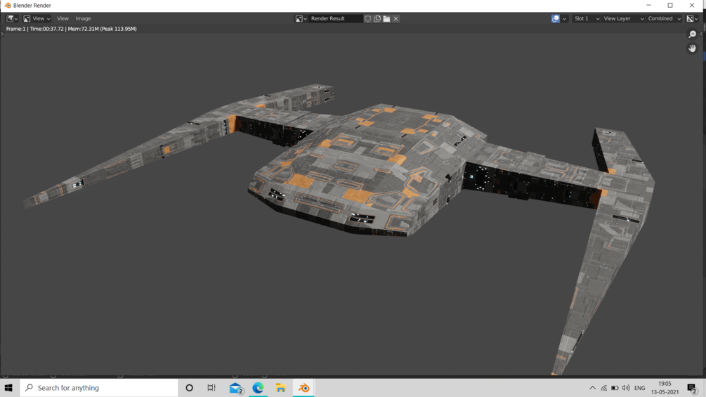 space ship with procedural texture